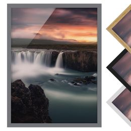 Bilderwelten Bild mit Rahmen - Hochformat Go&eth;afoss Wasserfall in Island