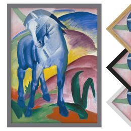 Bilderwelten Bild mit Rahmen - Hochformat Franz Marc - Blaues Pferd