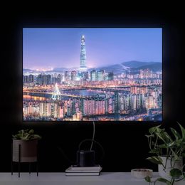 Bilderwelten LED-Wechselbild Lotte World Tower bei Nacht