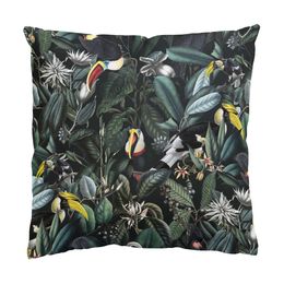 Bilderwelten Dekokissen schwarz originell Tropisch - V&ouml;gel in dunkler Botanik - Bett Couch Sofakissen Bezug & F&uuml;llung in 40x40 50x50 60x60