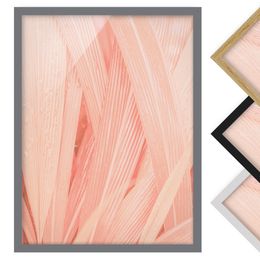 Bilderwelten Bild mit Rahmen - Hochformat Palmenbl&auml;tter Rosa