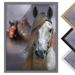 Bilderwelten Bild mit Rahmen - Hochformat Horses in the Dust
