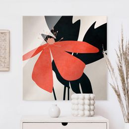 Bilderwelten Glasbild Blumen modern rosa Glas Wandbild - Florale Sch&ouml;nheit Rosa und Blau - Deko Wohnzimmer Schlafzimmer