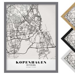 Bilderwelten Bild mit Rahmen - Hochformat Stadtplan Kopenhagen - Klassik