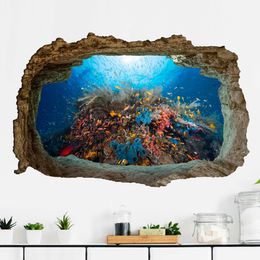 Bilderwelten Wandtattoo modern 3D-Effekt blau - 3D Lagune Unterwasser - Wandsticker Wohnzimmer Schlafzimmer