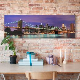 Bilderwelten Leinwandbild - Panorama Brooklyn Bridge in New York City