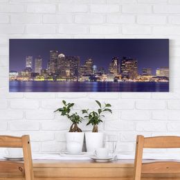 Bilderwelten Leinwandbild - Panorama Boston by Night
