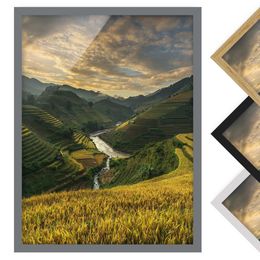 Bilderwelten Bild mit Rahmen - Hochformat Reisplantagen in Vietnam