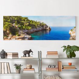 Bilderwelten Leinwandbild - Panorama Cala de Deia in Mallorca