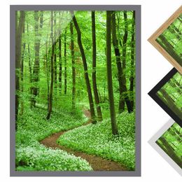 Bilderwelten Bild mit Rahmen - Hochformat Romantischer Waldweg