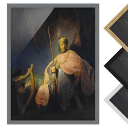 Bilderwelten Bild mit Rahmen - Hochformat Rembrandt van Rijn - David spielt Harfe