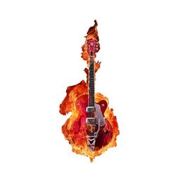 Wandtattoo No.205 Gitarre in Flammen Musikinstrumente Wandsticker Wandaufkleber in S-XXL