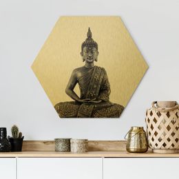 Bilderwelten Hexagon-Alu-Dibond Bild Zen Buddha Stein