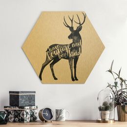 Bilderwelten Hexagon-Alu-Dibond Bild Tiere mit Weisheit - Hirsch
