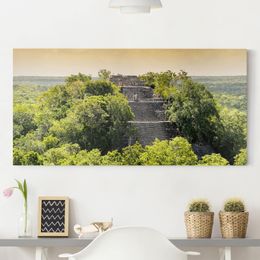 Bilderwelten Leinwandbild - Querformat Pyramide von Calakmul