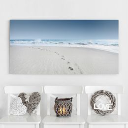 Bilderwelten Leinwandbild - Querformat Spuren im Sand