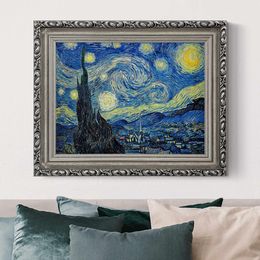 Bilderwelten Leinwandbild mit Barockrahmen Vincent van Gogh - Sternennacht