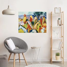 Bilderwelten Glasbild - Querformat August Macke - Reitende Indianer beim Zelt