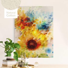 Bilderwelten Leinwandbild - Hochformat Aquarell Blumen Sonnenblumen