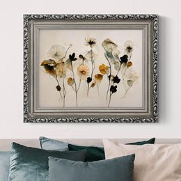 Bilderwelten Bild mit Barockrahmen Antik Blumen modern Barock beige - Warme Bl&uuml;ten - edle Optik Wohnzimmer Schlafzimmer