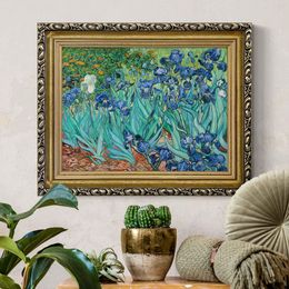 Bilderwelten Bild mit Barockrahmen Antik originell modern Barock blau - Vincent van Gogh - Iris - edle Optik Wohnzimmer Schlafzimmer