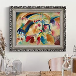 Bilderwelten Leinwandbild mit Barockrahmen Wassily Kandinsky - Landschaft mit Kirche
