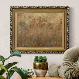 Bilderwelten Leinwandbild mit Barockrahmen Waldlichtung mit Orangenbaum bei Tag