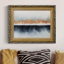 Bilderwelten Leinwandbild mit Barockrahmen Goldener Horizont Aquarell