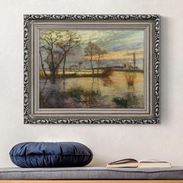 Bilderwelten Leinwandbild mit Barockrahmen Otto Modersohn - Abend an der W&uuml;mme