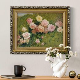 Bilderwelten Bild mit Barockrahmen Antik Blumen modern Barock rosa - Luigi Rossi - Rosenstudie - Rose Wohnzimmer Schlafzimmer