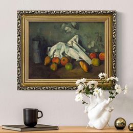Bilderwelten Leinwandbild mit Barockrahmen Paul C&eacute;zanne - Milchkanne und &Auml;pfel