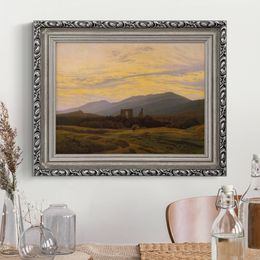 Bilderwelten Leinwandbild mit Barockrahmen Caspar David Friedrich - Klosterruine Eldena