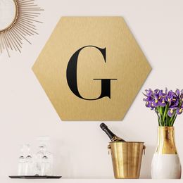 Bilderwelten Hexagon-Alu-Dibond Bild Buchstabe Serif Wei&szlig; G