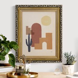 Bilderwelten Bild mit Barockrahmen Antik originell Illustration Barock beige - W&uuml;stenb&ouml;gen II - edle Optik Wohnzimmer Schlafzimmer