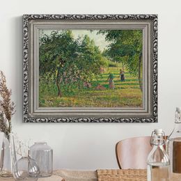 Bilderwelten Bild mit Barockrahmen Antik Wald modern Barock gr&uuml;n - Camille Pissarro - Apfelb&auml;ume - B&auml;ume Wohnzimmer Schlafzimmer