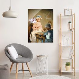 Bilderwelten Glasbild - Hochformat Charles Chaplin - Kinder beim Lotto-Spiel