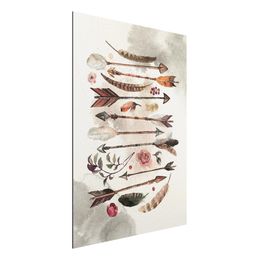 Bilderwelten Alu-Dibond Outdoor Bild Boho Pfeile und Federn - Aquarell