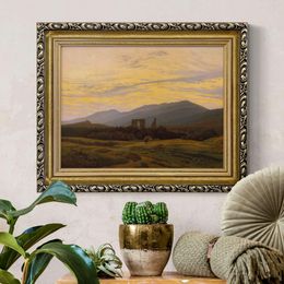 Bilderwelten Bild mit Barockrahmen Antik Natur modern Barock gelb - Caspar David Friedrich - Klosterruine Eldena - Landschaft Wohnzimmer Schlafzimmer