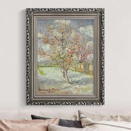 Bilderwelten Bild mit Barockrahmen Antik originell modern Barock gr&uuml;n - Vincent van Gogh - Bl&uuml;hende Pfirsichb&auml;ume - edle Optik Wohnzimmer Schlafzimmer