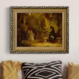 Bilderwelten Bild mit Barockrahmen Antik originell modern Barock gr&uuml;n - Carl Spitzweg - Der Witwer - edle Optik Wohnzimmer Schlafzimmer