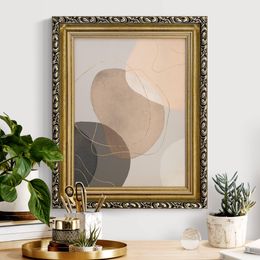 Bilderwelten Leinwandbild mit Barockrahmen Verspielte Impressionen in Beige