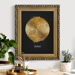 Bilderwelten Leinwandbild mit Barockrahmen Sternzeichen Skorpion Grau Gold