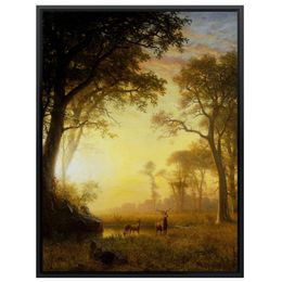 Bilderwelten Leinwandbild - Hochformat Albert Bierstadt - Sonnenbeschienene Lichtung