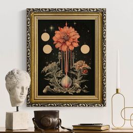 Bilderwelten Bild mit Barockrahmen Antik Blumen modern Barock schwarz - Surreale Bl&uuml;ten Alchemie - edle Optik Jugendzimmer