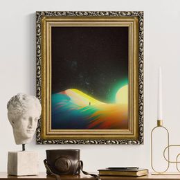 Bilderwelten Bild mit Barockrahmen Antik Natur Fotomontage Barock schwarz - Retro Collage - Der Ursprung allen Gl&uuml;cks - Himmel Jugendzimmer
