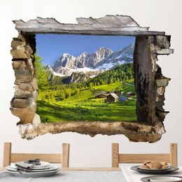 Bilderwelten Wandtattoo Natur modern 3D-Effekt Wandaufkleber - Steiermark Almwiese - Landschaft Wohnzimmer Schlafzimmer