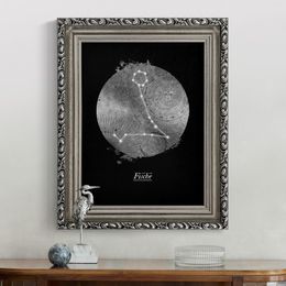Bilderwelten Leinwandbild mit Barockrahmen Sternzeichen Fische Silber