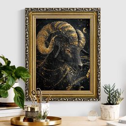 Bilderwelten Bild mit Barockrahmen Antik Spirituell Digital Art Barock schwarz - Widder Sternzeichen - Himmel Jugendzimmer