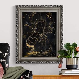 Bilderwelten Bild mit Barockrahmen Antik Spirituell Digital Art Barock schwarz - Skorpion Sternzeichen - Himmel Jugendzimmer