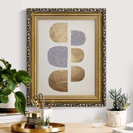 Bilderwelten Bild mit Barockrahmen Antik originell modern Barock gold - Geometrischer Halbkreis III - edle Optik Wohnzimmer Schlafzimmer
